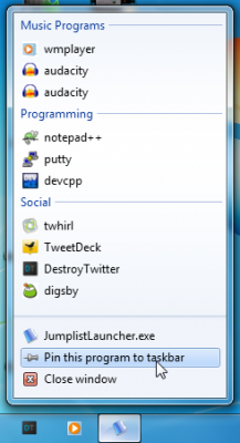 Create Custom Application Groups in Windows 7 with Jumplist Launcher | Techerator